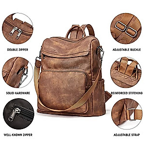 Botimmy Leather Backpack Purse for Women Fashion Convertible Ladies Shoulder Bags Large Travel Bag Casual Bookbag purse
