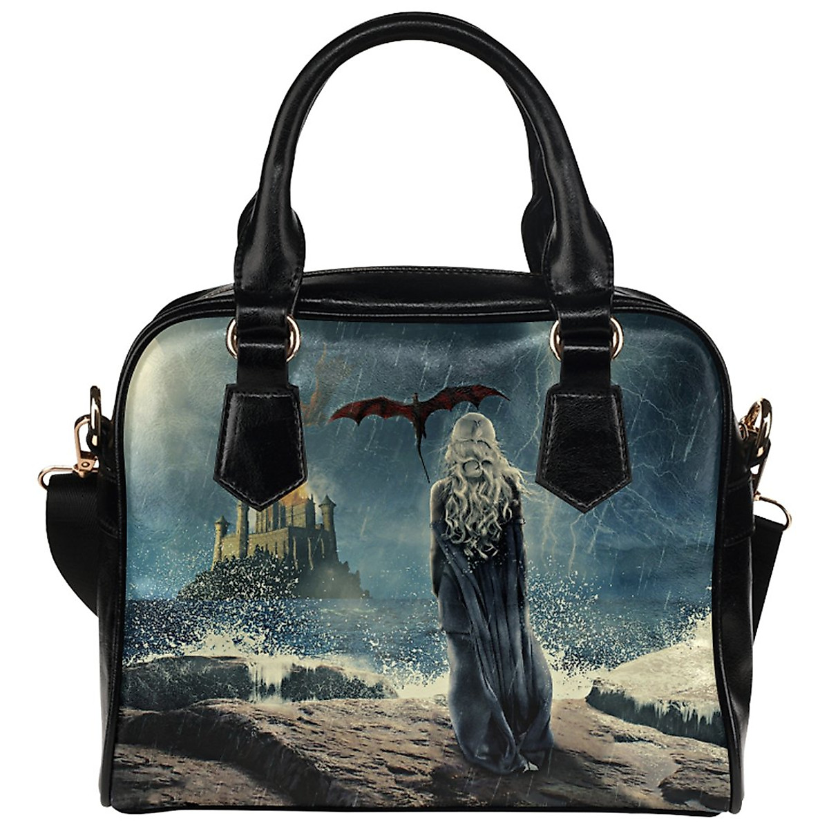 Women Female Crossbody Shoulder Top-handle Bags Shell Handbag with Daenerys Targaryen-Game of Thrones Pattern
