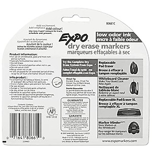 EXPO 80661 Low-Odor Dry Erase Markers, Chisel Tip, Black, 4-Count