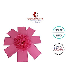 Feronia packaging Hot Pink Tissue Paper Squares, Bulk 10 Sheets, Premium Gift Wrap and Art Supplies for Birthdays, Holidays, or Presents, Large 15 Inch x 20 Inch Made in USA