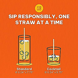 EQUO Coconut Straws, Disposable, Biodegradable, Compostable, and Plastic-Free Drinking Straws, Pack of 50, Standard