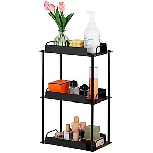 KATHY&BOB Bathroom Countertop Organizer, Make-up Desk Organization, Dressing Shelf Desktop Storage for Bathroom Cosmetic Dorm Kitchen Living Room, Multipurpose Cubicle Display Rack (Black, 3 Tiers)