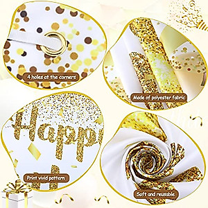 Gold White Birthday Party Decorations Banner, Gold and White Happy Birthday Backdrop Banner, Large Gold White Birthday Banner Photography Background Party Decoration for Women Men Girls 70.8x43.3Inch