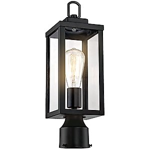 Outdoor Post Lights, Lamp Post Light Fixture with E26 Socket, Waterproof & Anti-Rust Modern Pillar Outside Lighting, Matte Black Lamp for Walkway, Driveway, Carriage, Patio, Porch, Front House