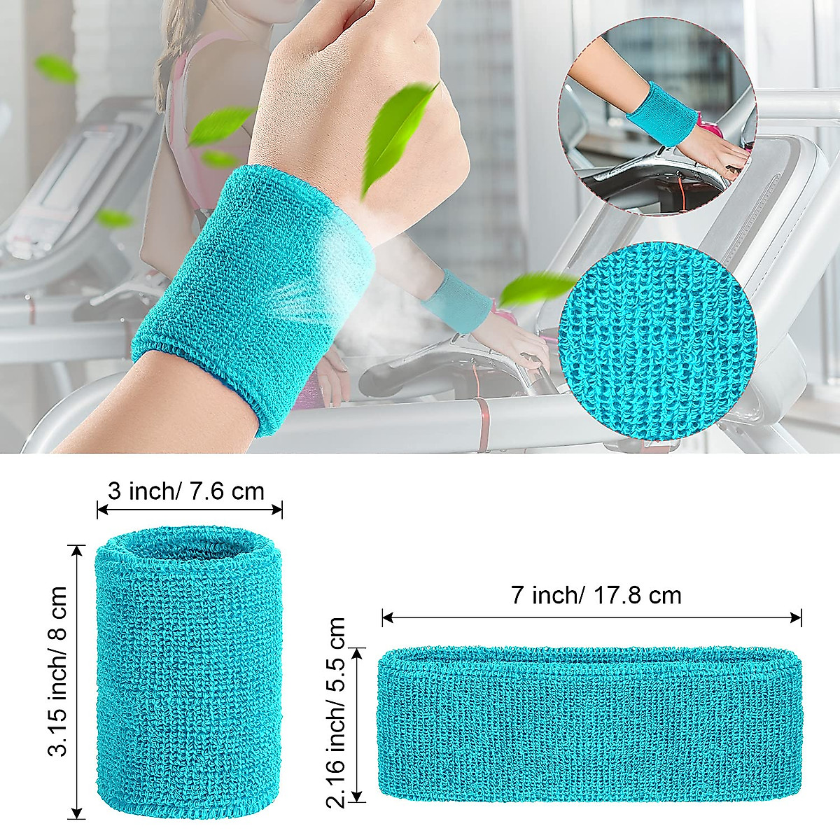 SATINIOR 80s Leg Warmer Set Women Headband Wristbands Knit Outfit 90s Workout Costume Yoga Sport Running(Blue)