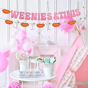 PEUTIER Weenies & Tinis Banner, Pink and Glitter Weenies and Tinis Party Decorations for Martini Themed Party Hot Dog Bar Bachelorette Party Birthday Decorations