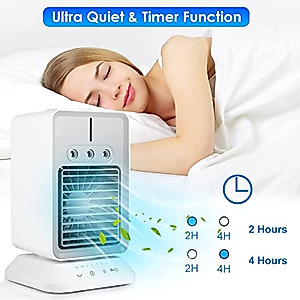 ValbEl Air Conditioners, 3-IN-1 Evaporative Personal Air Cooler Humidifier with Adjustable Angles w/3 Speeds, 350ML Mini Personal Air Conditioner Fan, USB Quiet Air Cooler for Room Office Desk Quiet