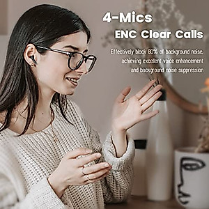 Wireless Earbuds Active Noise Cancelling, Bluetooth 5.1 Ear Buds Deep Bass 24H Playtime with 4 ENC Microphone for Call Clear, IPX7 Waterproof Earphones in-Ear Stereo Headphones for Sports Gaming Black