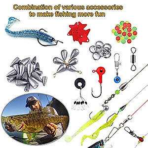 TOPFORT 187/343pcs Fishing Accessories Kit, Including Jig Hooks, Bullet Bass Casting Sinker Weights, Fishing Swivels Snaps, Sinker Slides, Fishing Set with Tackle Box
