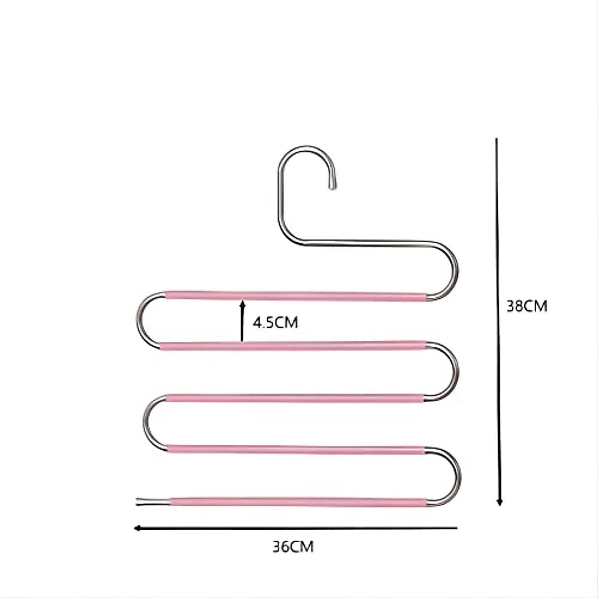 5 Pack Pants Hangers S-Shape Non-Slip Space Saving Hangers Stainless Steel Clothes Hangers Closet Organizer for Scarf Pants Hanging Jeans Towels