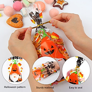 STEFORD 120PCS Halloween Cellophane Treat bags,Halloween Clear Cellophane Trick or Treat Candy Gift Cookie Bags with Twists for Halloween Party Favors Supplies