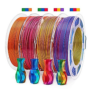 IWECOLOR 3D Printer Filament Triple Colors 4 * 0.44lbs/Spool Red/Blue/Green, Red/Gold/Purple, Red/Yellow/Blue, Orange/Blue/Green Tricolor 3D Printing Filament Sets