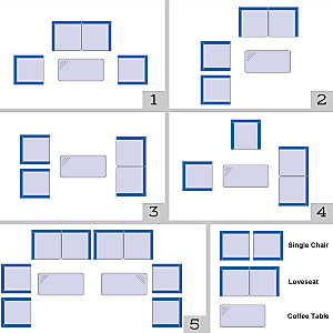 Toolsempire 4 Pieces Patio Sofa Set, Wicker Conversation Set with Ergonomic Curved Backrest, Rattan Furniture Set with Water-Resistant Cushion & Tempered Glass Table for Balcony, Porch (Navy Blue)