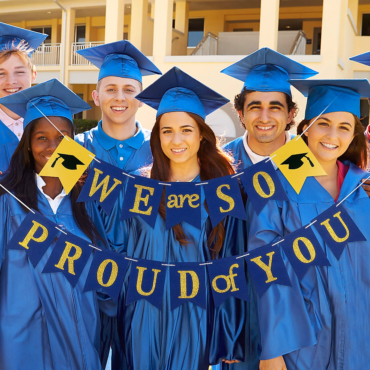 We are So Proud of You Banner Blue and Gold Congratulations Banner, So Proud of You Graduation Banner Graduation Decorations 2023 Banner for College Graduation Party Decorations 2023 Blue and Gold