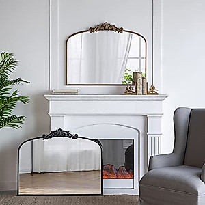 A&B Home Arched Vertical Mirror-Wall Mirror with Gold Metal Frame,40"x31" Large Arch Mirror for Bathroom Bedroom Living Room