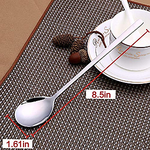 Spoons, 8 Pieces Stainless Steel Korean Spoons,8.5 Inch Soup Spoons, Korean Spoon with Long Handles, Rice Spoon, Asian Soup Spoon for Home, Kitchen, or Restaurant