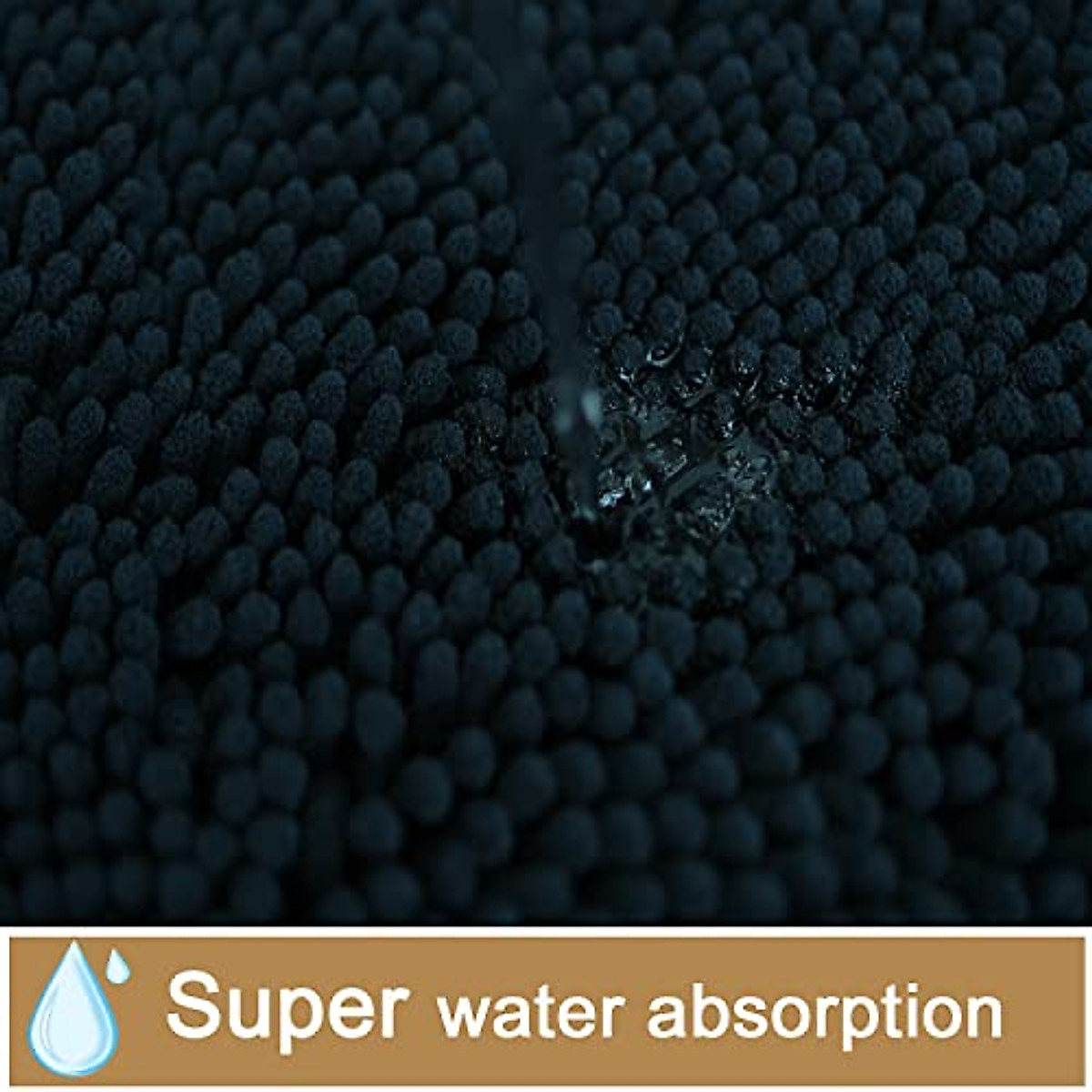 wyewye Bathroom Rugs, Ultra Soft Bathroom Rugs Sets 3 Piece Soft Shaggy Bathroom mats, Super Absorbent and Thick, Non-Slip, Machine Washable, Bath Mats for Bathroom Floor, Tub and Shower (Black)