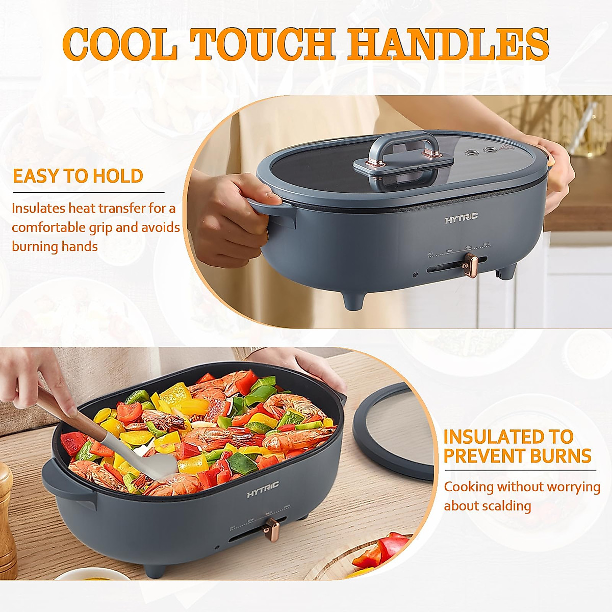 HYTRIC 3.5L Hot Pot Electric for Cooking, Shabu Shabu Hot Pot with Nonstick Coating, Multifunction Electric Pot with Power Control for Noodles, Sauté, Soup, Electric Cooker for Party, BPA-FREE