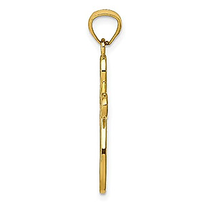 IceCarats 14K Yellow Gold Ribbon Holy Cross Necklace Religious Pendant Jesus Christ Charm 29mm x 14mm Only