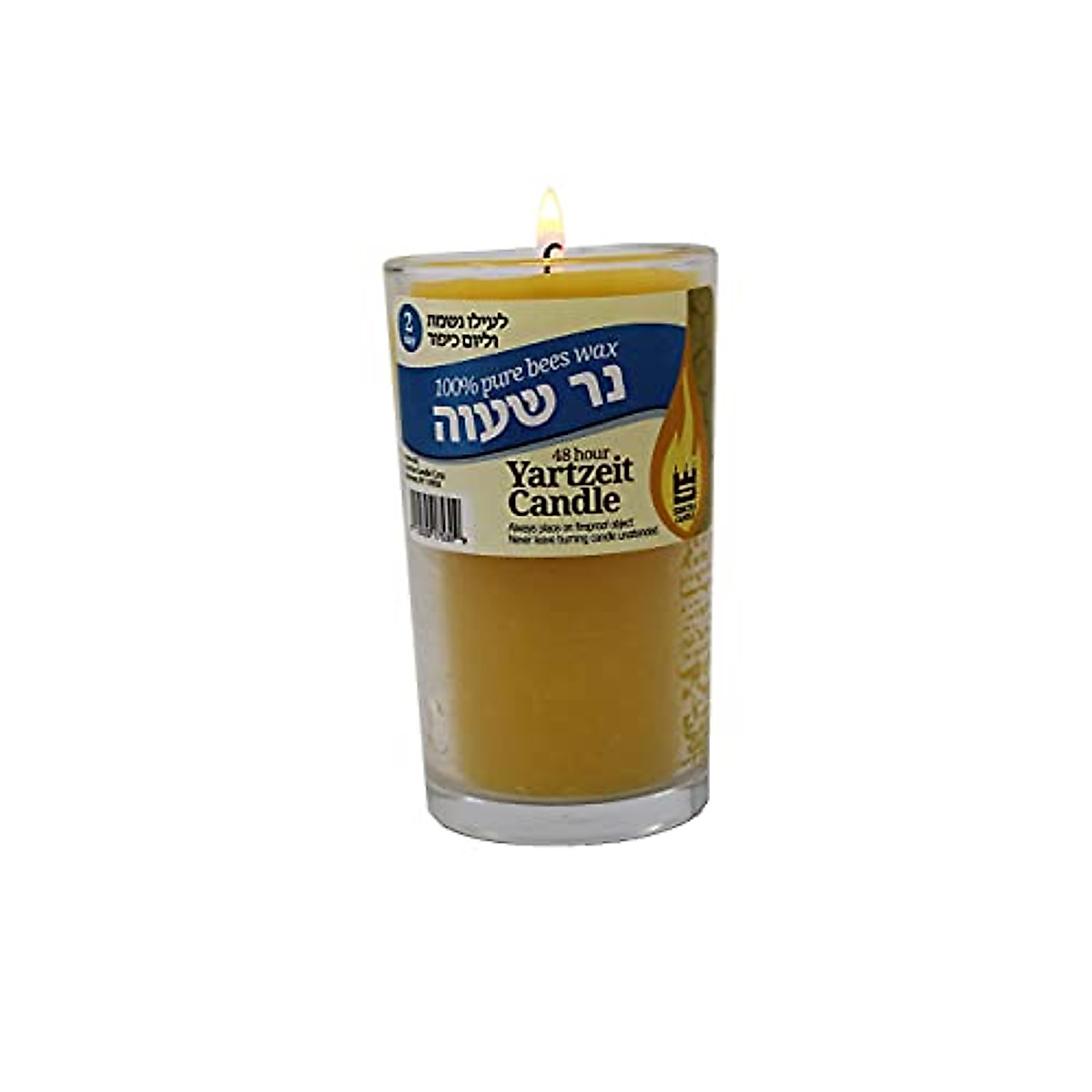 2 Day 100% Pure Beeswax Memorial Candle Burning Time 48 Hour Jewish Yahrtzeit Ner Neshama Yom Kippur in Glass Tumbler Holder [2 Pack] Kosher yizkor Candles