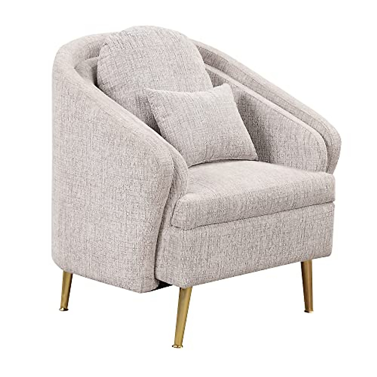 Goohome Mid Century Modern Accent Chair Single Sofa Comfy Upholstered Armchair Living Room Furniture, ReadingChair with Lumbar Pillow and Metal Legs for Bedroom, Lounge