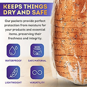 APQ Clear Gusseted Poly Bags, 4 x 2 x 10 Inch. Pack of 100 Gusseted Plastic Bags 1 Mil Thick for Favors with Open Top. Clear Plastic Bags for Packaging Cookies, Popcorn, Candies, Homemade Bread