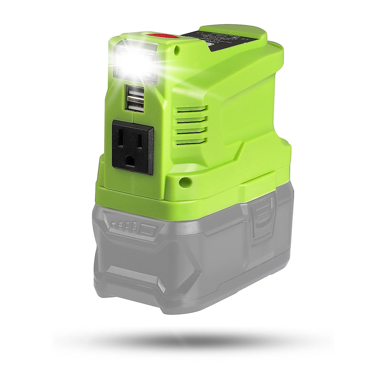 TPDL Portable Power Inverter Generator 150 Watt for Ryobi 18V Battery - Invert DC 18V to AC 110~120V Outlet with Dual USB 5V 2.4A Ports & LED Light - Modified Sine Wave Mobile Power Supply