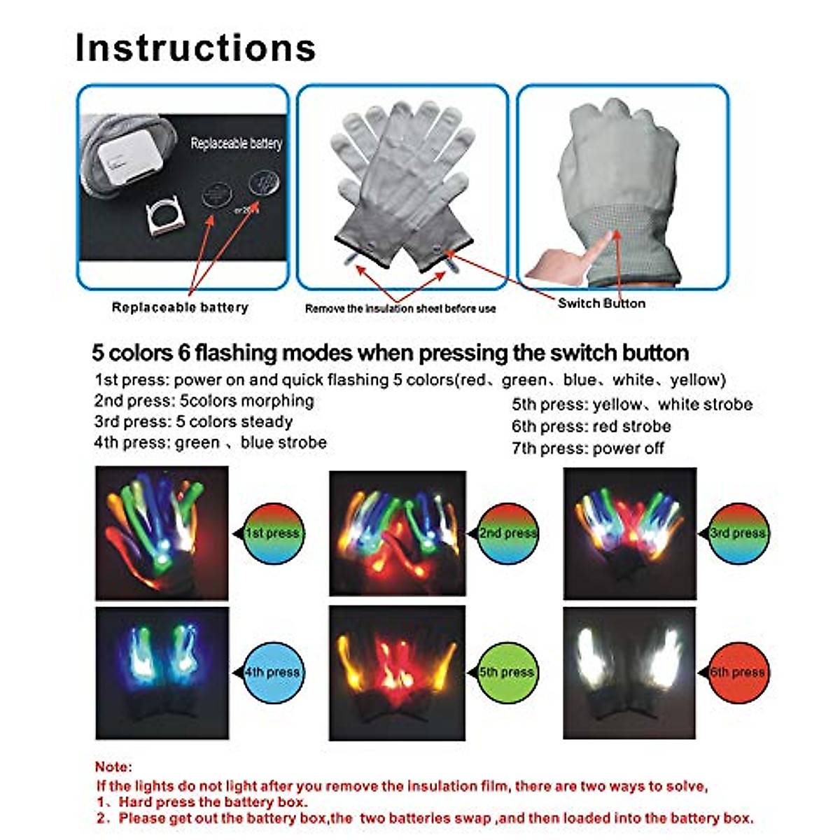 LIZAIDA MENENDEZ Skeleton Gloves,Led Gloves,Light Up Gloves,Finger Light Magic Toys Gift Stocking Stuffers for Boys Girls (White, Adult)