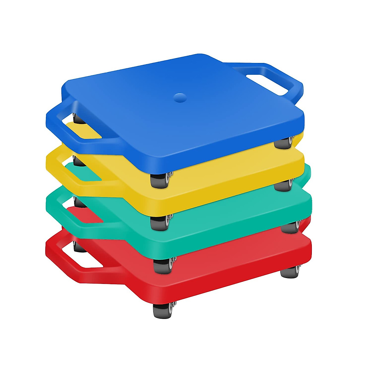 4 Pack Sports Scooter Board with Handles, Floor Scooter, Sitting Scooter Board for Kids Sports Activities, Age: Over 6 Years Old