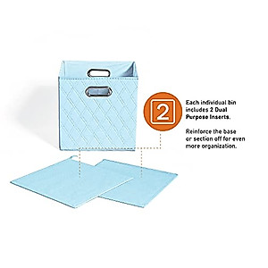 Jiaessentials Blue Foldable Storage Baskets Cube Bins Storage Organizers With Handles For Living Room , Bedroom, Office Storage, Closet, And Shelves 13 Inch Set Of 2