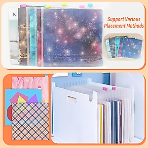 Anvin 12 Pcs Scrapbook Paper Storage Organizer for 12 x 12 Inch Paper with 60 Pcs Sticky Index Tabs Waterproof Individual Top Loading Files for Separating Scrapbook Paper, Vinyl Paper, Craft Paper