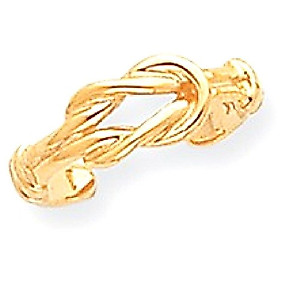 IceCarats 14K Yellow Gold Love Knot Adjustable Toe Ring Open Midi Band Summer Beach Jewelry