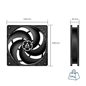 ARCTIC P12 Silent - PC Fan, 120mm Case Fan, Pressure-optimised, Very Quiet Motor, Computer, Fan Speed: 1050 RPM - Black