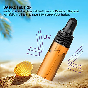 Furnido 5ml Amber Glass Dropper Bottle,Empty Essential Oil Bottles Glass Vials with Glass Eye Dropper for DIY Aromatherapy Colognes Perfume Liquid Sample Blends Pack of 35-2pc 2ml dropper included