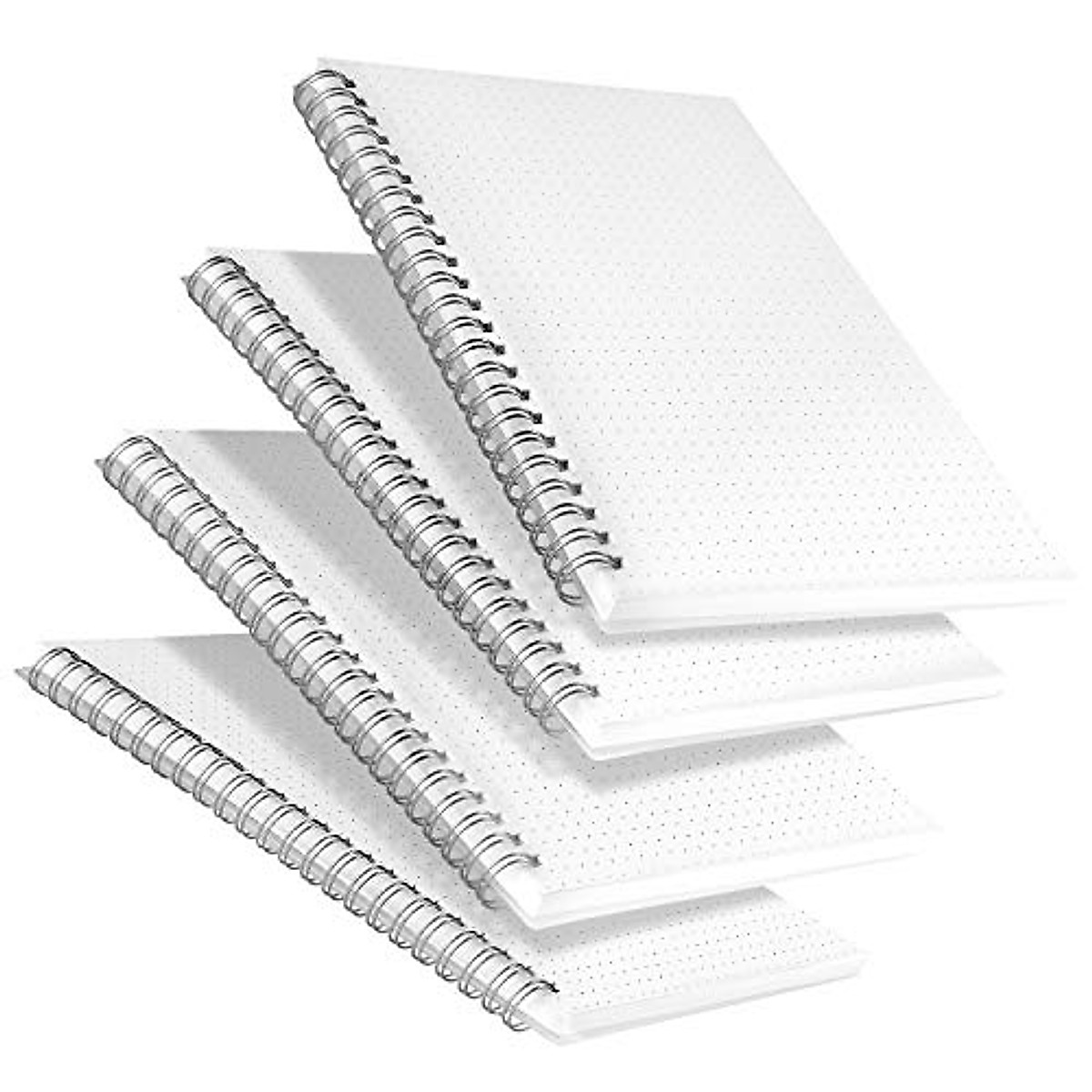 Labkiss Dot Grid Notebook Spiral, A5 Dotted Bullet Grid Journals Bulk, 80 Sheets per Book, Thick Paper Travel Journal Set for Travelers, Students, Office, Wirebound Diary Planner, 5.7x8.3 inch, 4 Pack