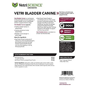 VetriScience Vetri Bladder Canine, 60 Chicken Flavored Chews - Bladder Control Supplement for Dogs with Red Clover Flower