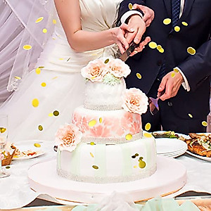 QOOLBUY Round Paper Table Confetti Dots,Paper Confetti Circles,Party Glitter Confetti for Wedding Bridal Birthday Party Decoration 0.4 Inch (1.76 OZ)-Gold Confetti for Table