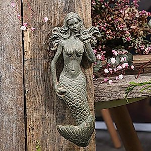 Sungmor Retro Style 7.28 Inch Heavy-duty Wall-Mounted Mermaid Hook Garden Statue Decoration | Premium Resin Indoor Outdoor Sculpture Wall Decor | Gift Idea for Families & Friends