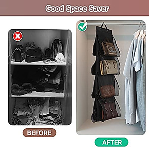 IIITHREE 1 Pack Purse Handbag Organizer, 8 Pockets, Oxford Cloth+Mesh, Hanging Purse Organizer Handbag Storage Over The Door Organizer Hanging Closet Organizer and Storage (Black)