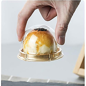EchoDone 50 Set Clear Plastic Mini Cupcake Boxes Muffin Pod Dome Muffin Single Container Box Wedding Birthday Boxes (Gold)