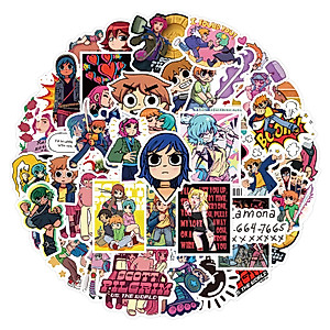 55 Pcs Scott Pilgrim Stickers Waterproof Vinyl Stickers for Water Bottles Laptop Skateboard Luggage Computer Stickers for Teens Girls Kids (Scott Pilgrim)