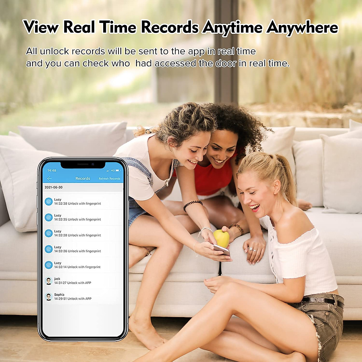 KISSTY Smart Fingerprint Door Lock, Biometric Door Lock, Keyless Entry Door Lock with Handle Fingerprint Door Knobs Door Handle with TTlock APP for Bedroom Home Office Apartment Hotel Brushed Nickel