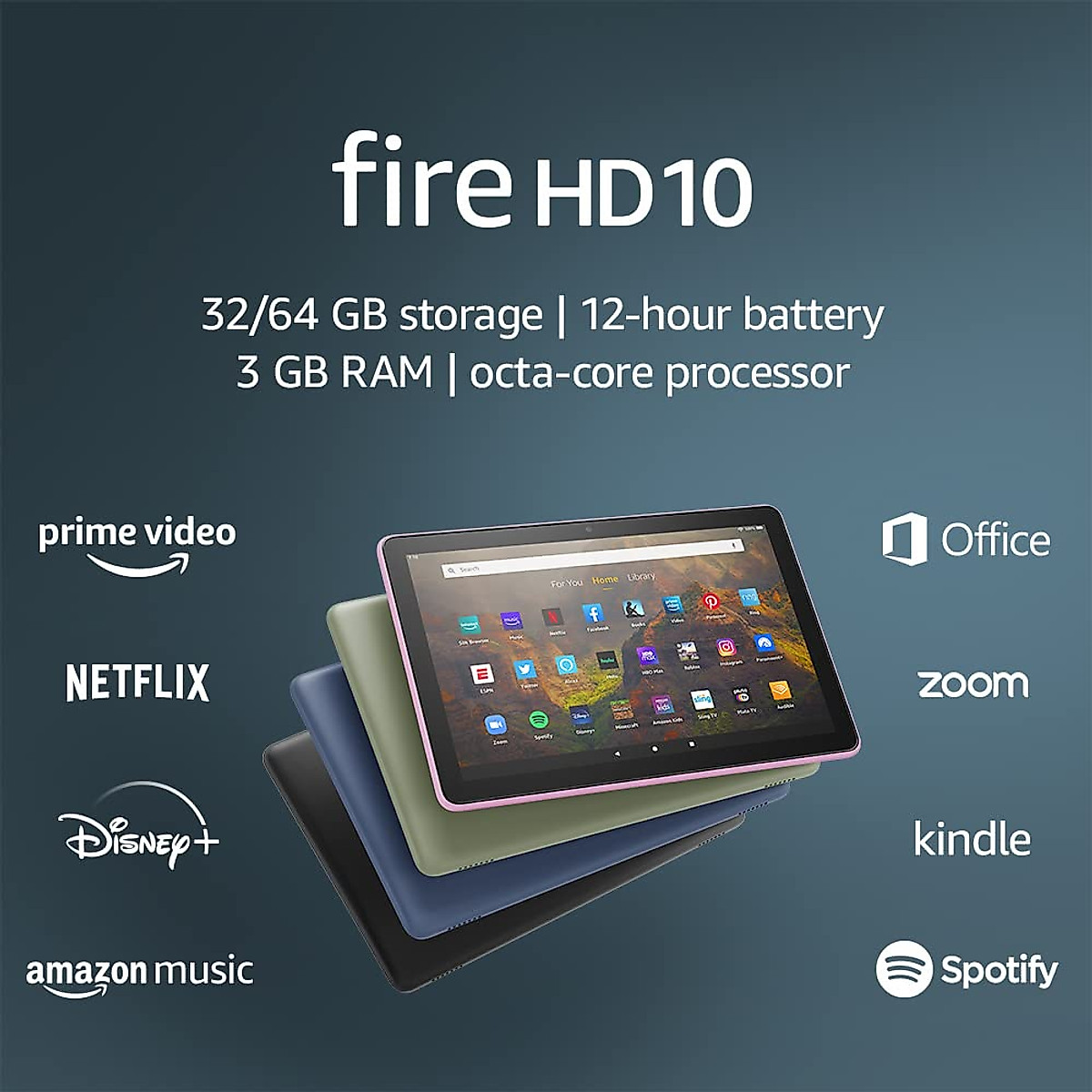 Amazon Fire HD 10 tablet, 10.1", 1080p Full HD, 32 GB, latest model (2021 release), Black