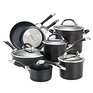 Circulon Symmetry Hard Anodized Nonstick Cookware Pots and Pans Set, 11-Piece, Black