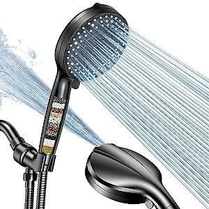Filtered Shower Head, 5" Large, Extra Long 70" SS Hose,10-mode Detachable Shower Head Filter for Hard Water, High Pressure Handheld Shower Head for Bathroom, Anti-clog&Power Wash to Clean Tile & Pets