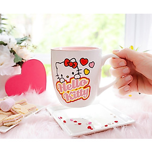Silver Buffalo Sanrio Hello Kitty Hearts Ceramic Mug | Holds 18 Ounces