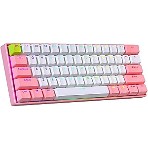 BOYI 61 Mini Keyboard,Boyi 60% Szie RGB Mechanical Keyboard PBT Keycap Cherry MX Switch Gaming Keyboard (Cherry MX Silent Red,Pink Color)