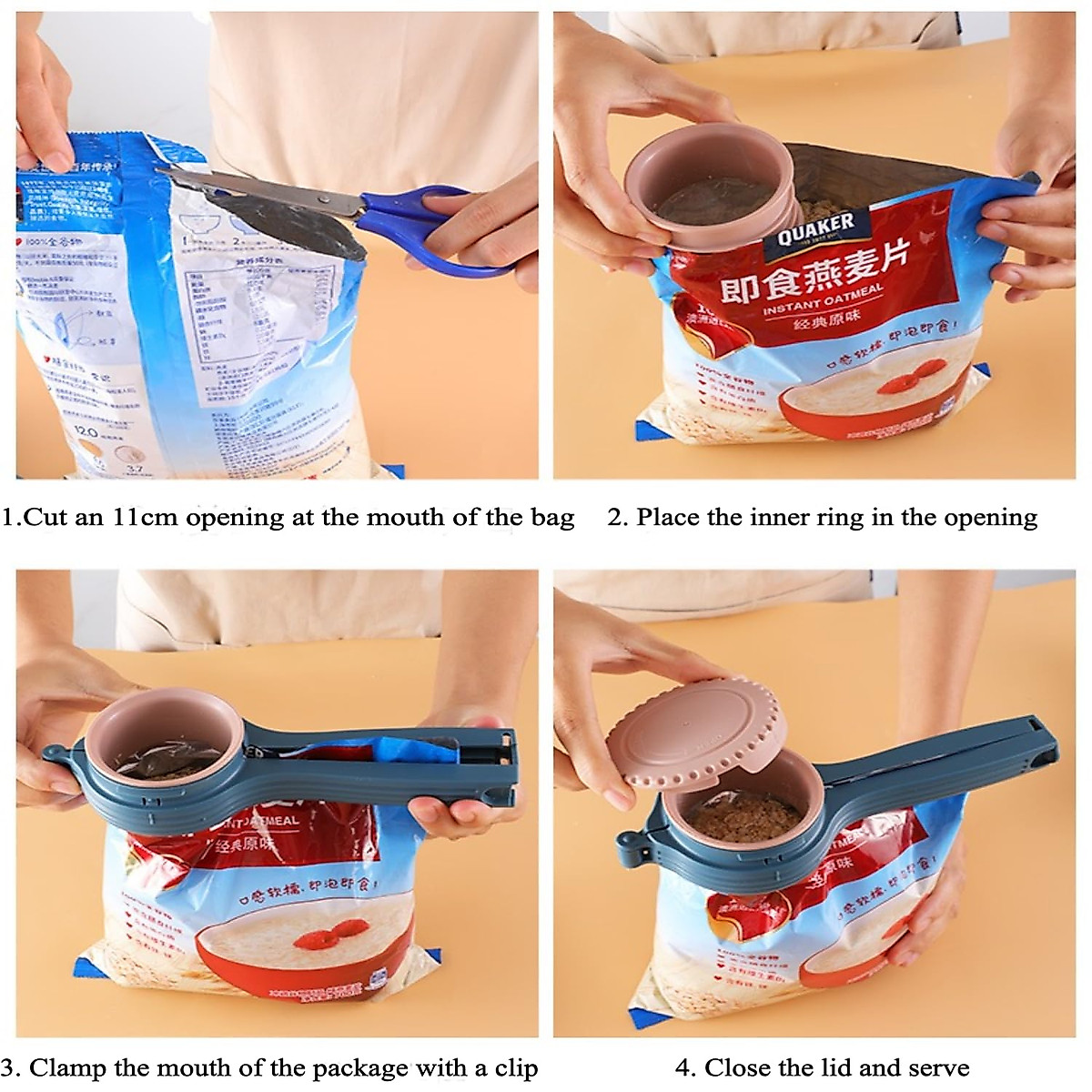 Food Storage Sealing Clips with Pour Spouts, Bag Clips for Food, Kitchen Chip Bag Clips, Plastic Cap Sealer Clips, Great for Kitchen Food Storagec,1pcs While (S_While)