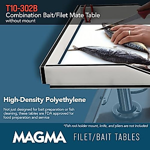 MAGMA Products Bait/Filet Mate Table, White/Black/White, 20" (T10-302B)