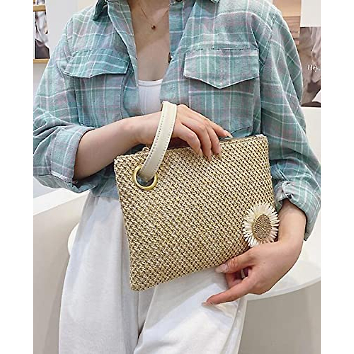 Crossbody Bags for Women Wristlet Wallets Purses for women Straw Tote Handbag Flower Beach Bag Hobo Bag 2023
